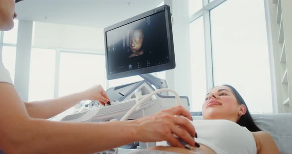 Ultrasound Diagnosis of Fetal Development in a Modern Clinic, Stock Footage