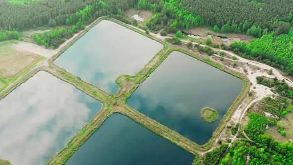 Aerial View Retention Basins Wet Pond Detention Basin Or Stormwater ...