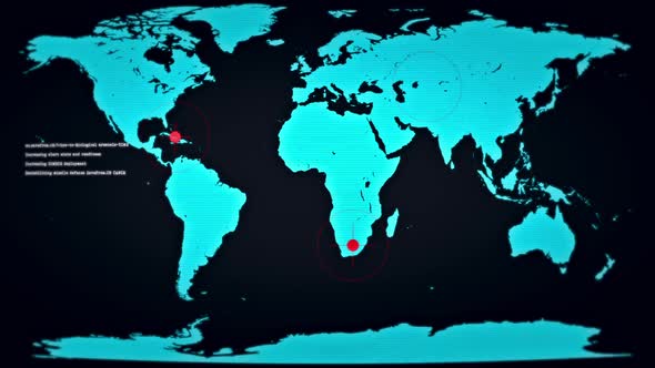 Zombie Outbreak Shown on a Digital World Map, Motion Graphics | VideoHive