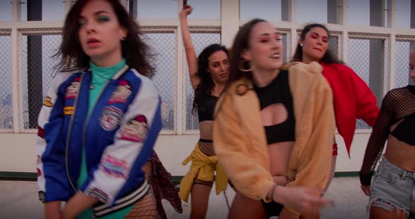 Girl Dance Crew Performing On Rooftop, Stock Footage | VideoHive