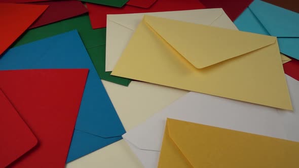 Falling multi-colored envelopes. Slow motion., Stock Footage | VideoHive