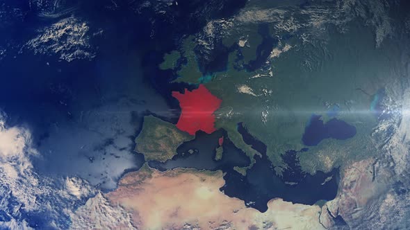 Realistic Earth Zoom Red Alert Highlight Country France, Motion Graphics