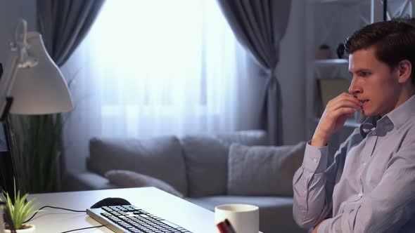 Online Work Busy Man Digital Technology Serious, Stock Footage | VideoHive