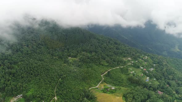 Rumtek Monastery area in Sikkim India seen from the sky, Stock Footage