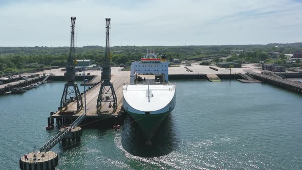 A Car Ferry at Port Awaiting Vehicle Loading, Stock Footage | VideoHive