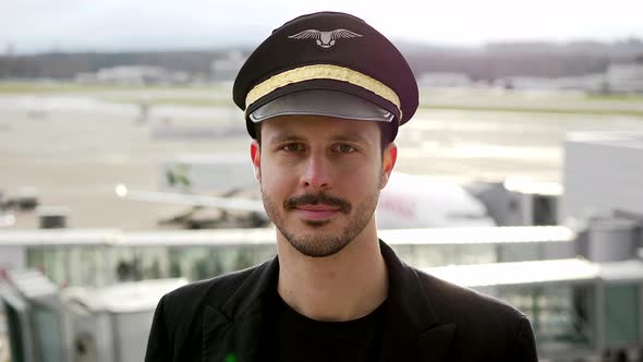 Pilot Officer Working in Aviation Business Career at Airport, Stock Footage