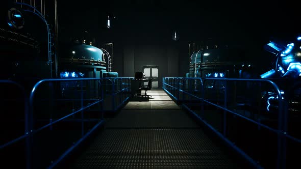 Futuristic Cyberpunk Power Plant Thermonuclear or Nuclear Reactor ...