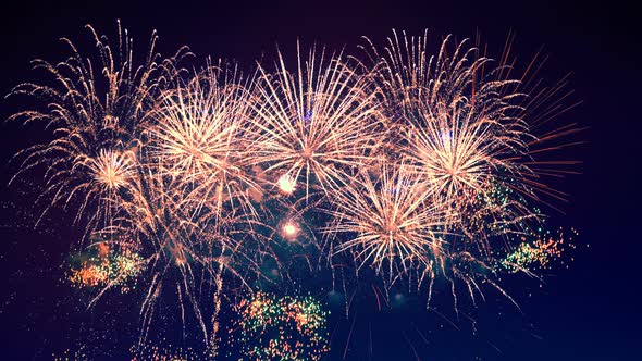 Explosion Process of Multiple Sparkling Fireworks in the Dark Sky ...