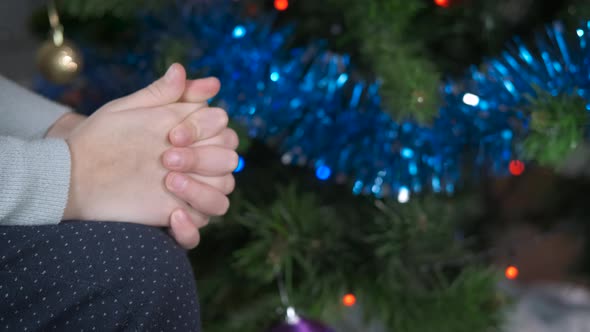 Child with Worried Hands at Christmas, Stock Footage | VideoHive