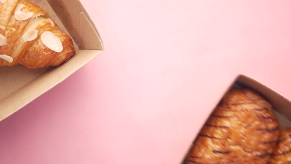 Fresh Baked Croissant in a Bow on Table, Stock Footage | VideoHive