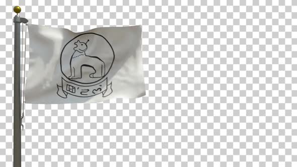 Manipur Flag (India) on Flagpole with Alpha Channel - 4K, Motion Graphics