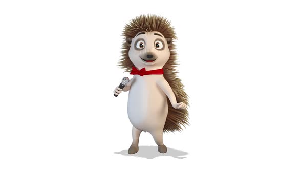 Hedgehog Singing Song Happy Birthday on White Background, Motion Graphics