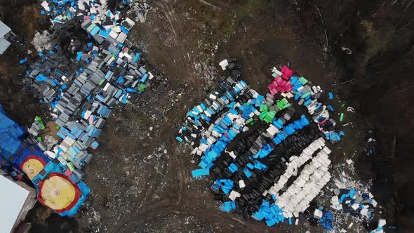 Polluted Landfill with Colorful Boxes on Abandoned Space, Stock Footage