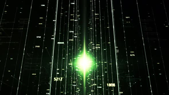 Green sci fi tunnel with green matrix effect, Motion Graphics | VideoHive