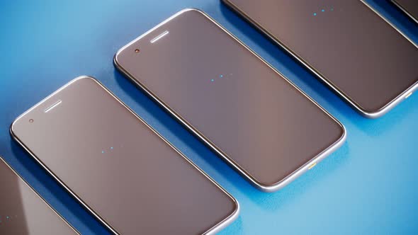 Set of smartphones display sync icons. Sync data across devices. Mobile ...