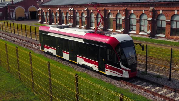 A Modern Electric Tram on the Rails, Stock Footage | VideoHive