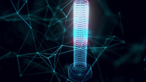 Hex Bolt Hologram Close Up 4k, Motion Graphics | VideoHive