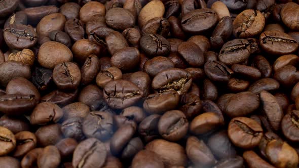 Fragrant Roasted Dark Coffee Beans Medium Roasted Coffee Beans Circular Rotation and Rising ...