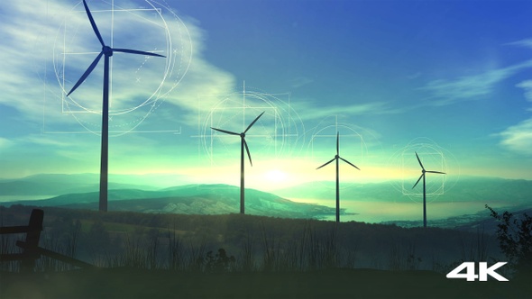 Wind Power Plants And Green Energy 4K, Motion Graphics | VideoHive