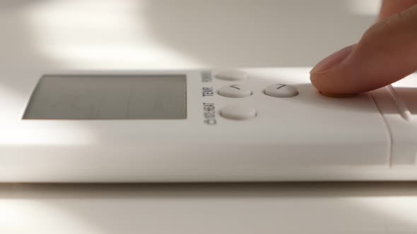 Pushing power button on air conditioner remote control 4K 2160p UltraHD ...