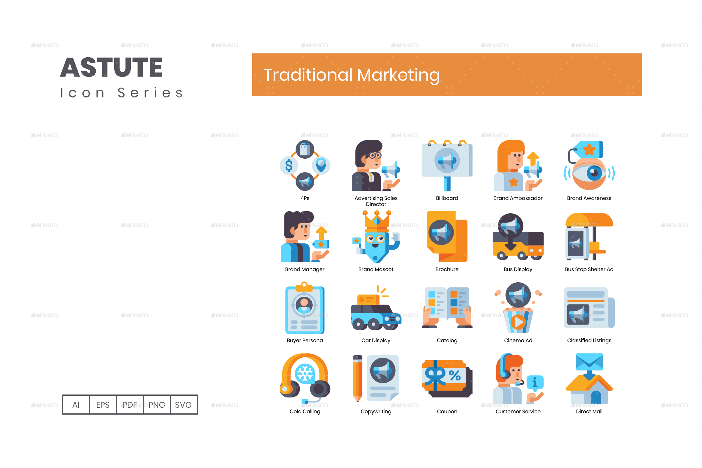 60 Traditional Marketing Icons, Icons | GraphicRiver