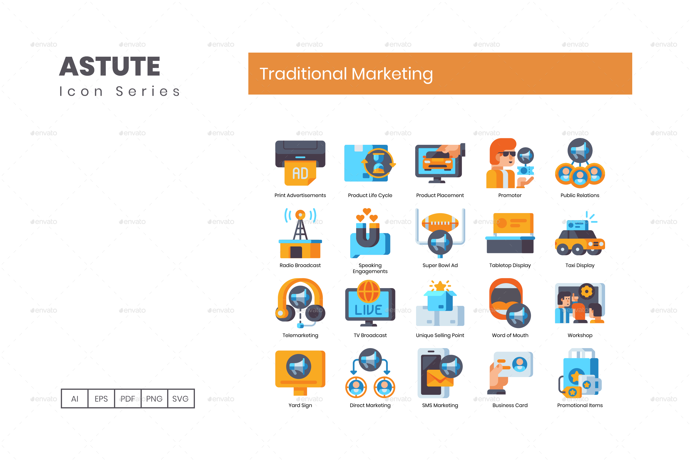 60 Traditional Marketing Icons, Icons | GraphicRiver