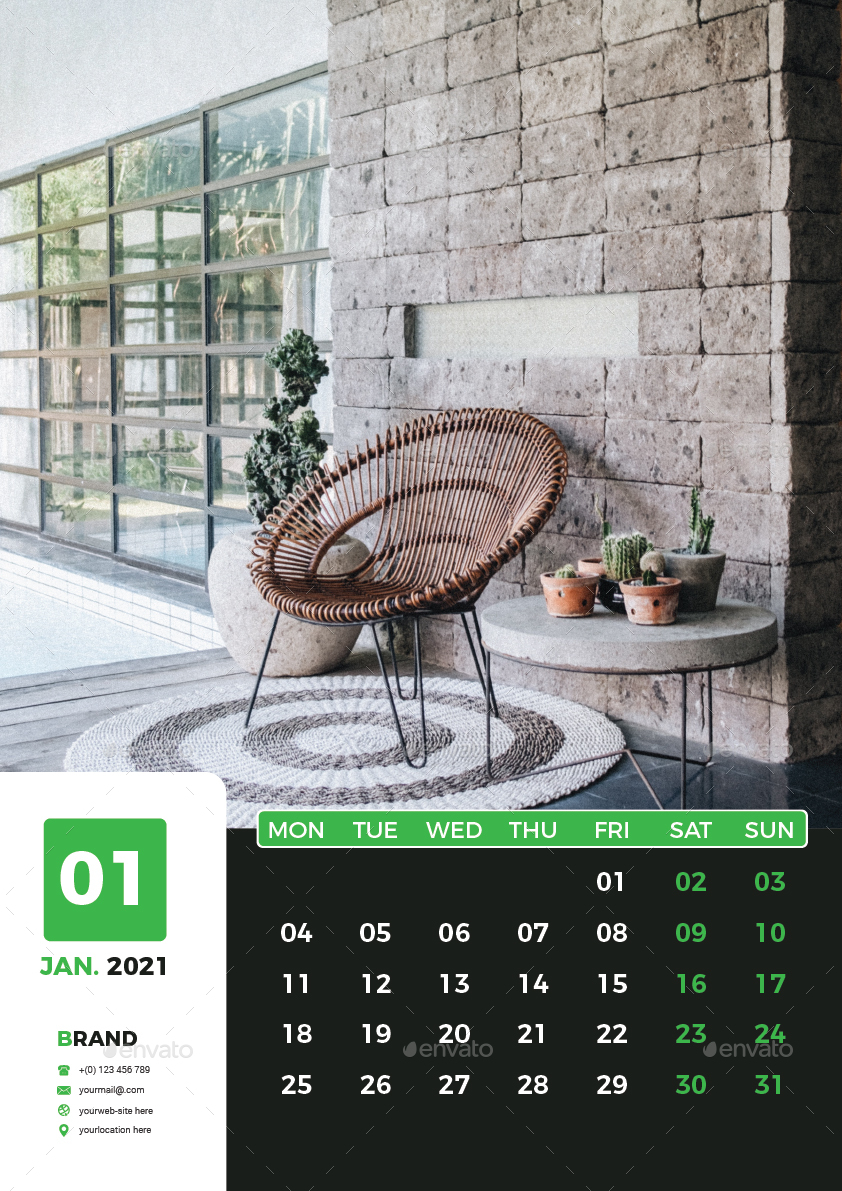 2021 Wall Calendar, Print Templates | GraphicRiver