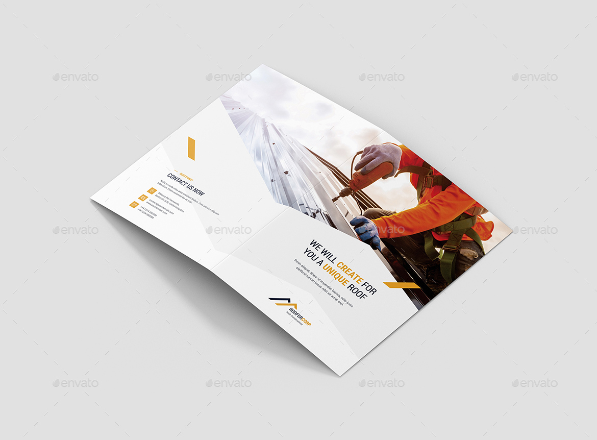 Brochure – Roofer Bi-Fold, Print Templates | GraphicRiver