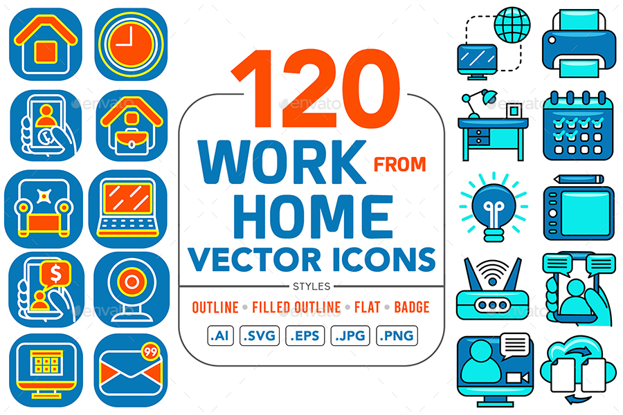 Work From Home Vector Icon, Icons | GraphicRiver