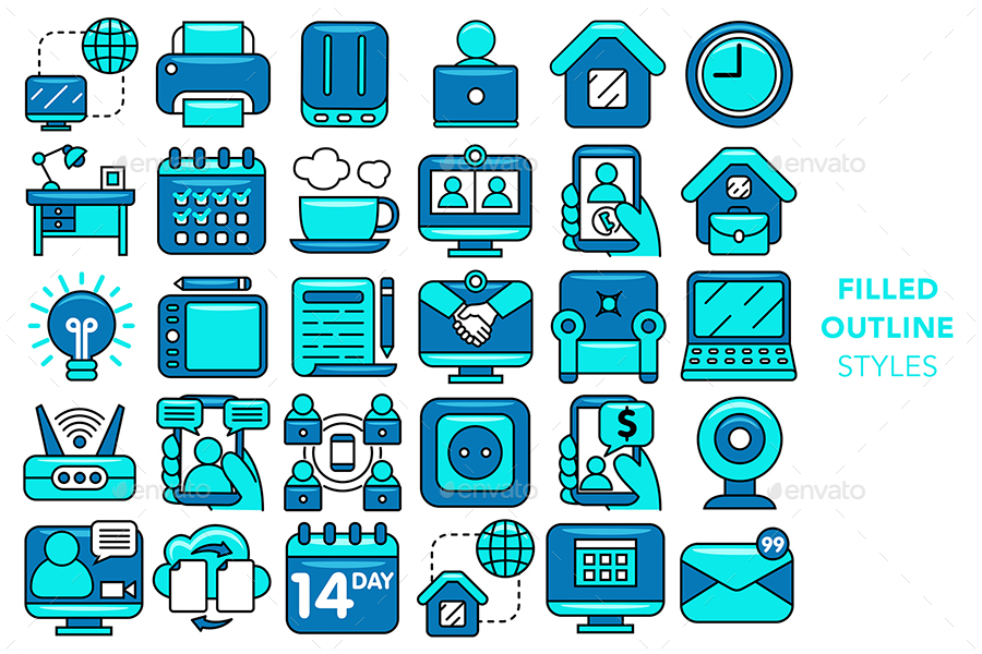 Work From Home Vector Icon, Icons | GraphicRiver