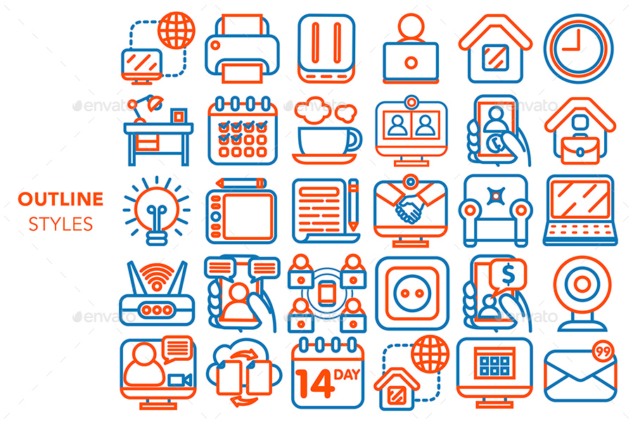 Work From Home Vector Icon, Icons | GraphicRiver