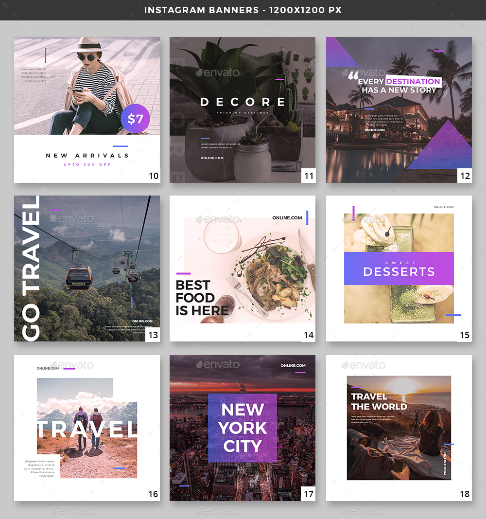 50 Instagram Banners, Web Elements | GraphicRiver