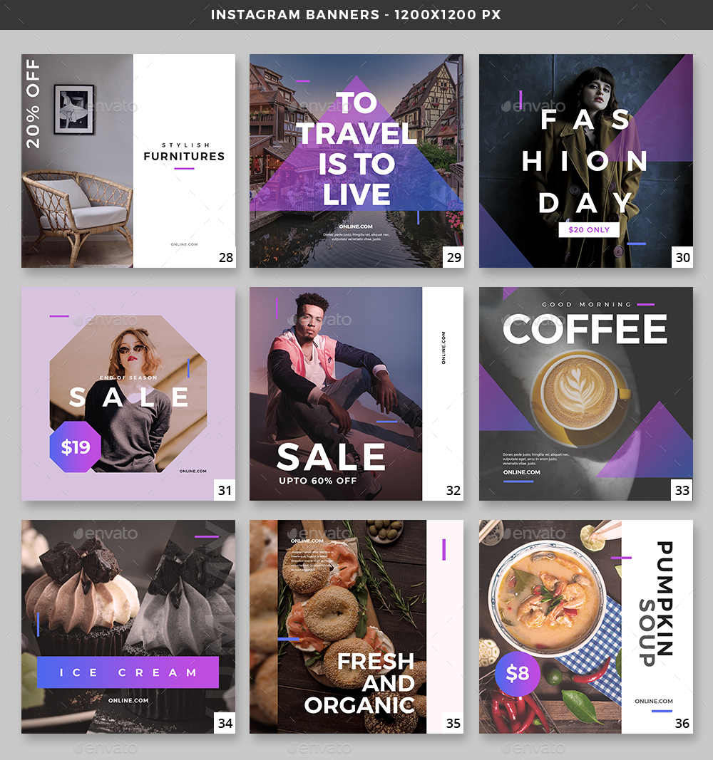 50 Instagram Banners, Web Elements | GraphicRiver