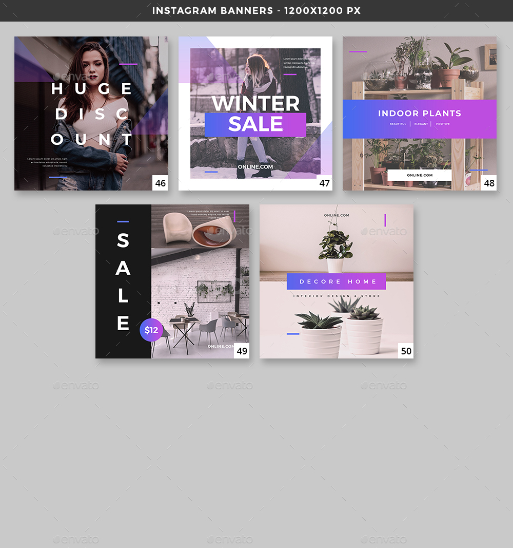 50 Instagram Banners, Web Elements | GraphicRiver