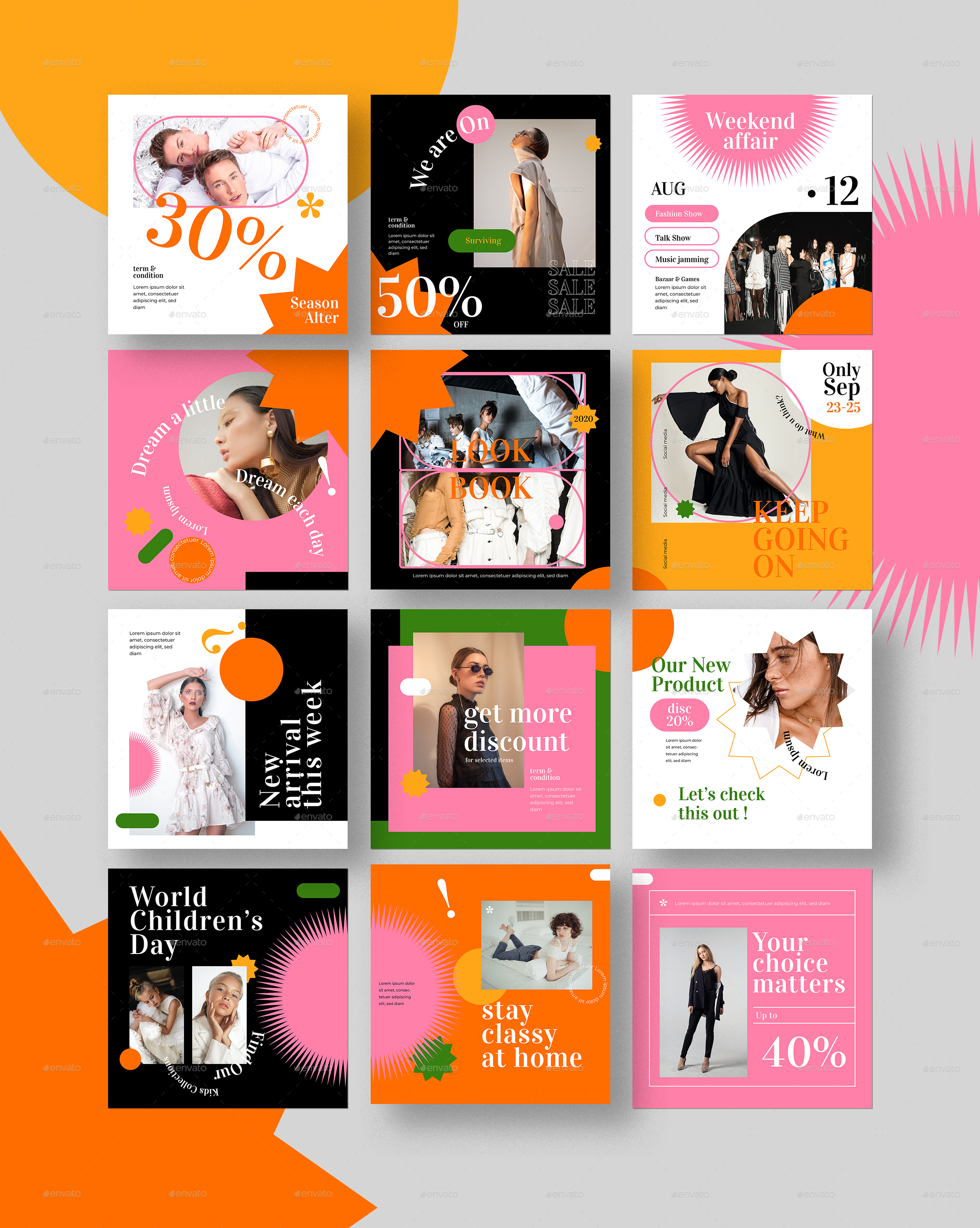 Mixed Fruit Fashion Insta Pack, Web Elements | GraphicRiver