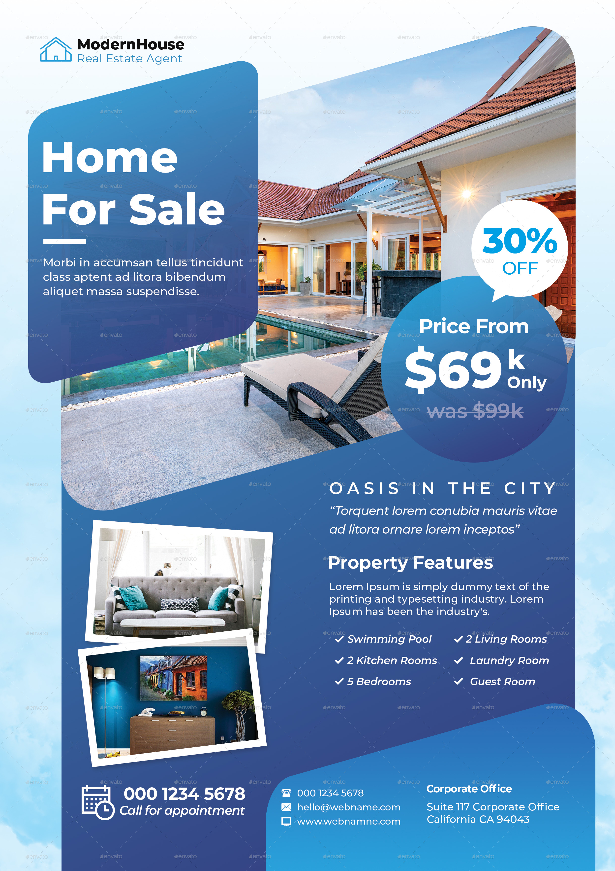 Modern Real Estate Flyer, Print Templates | GraphicRiver