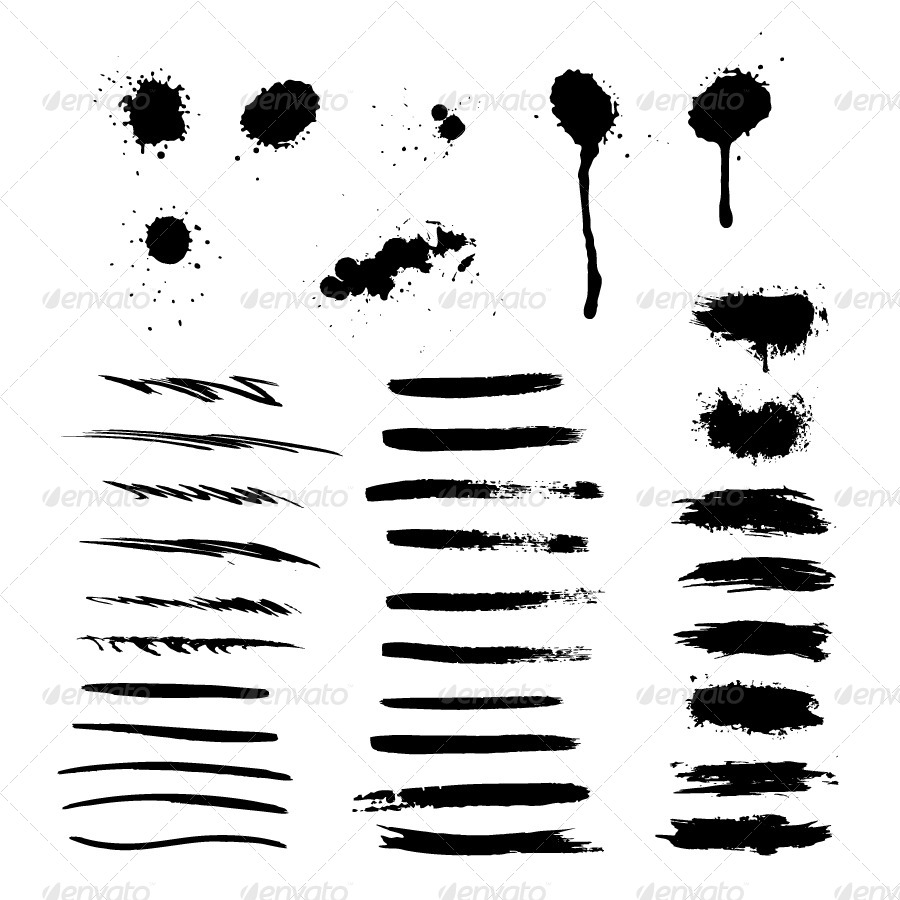 Grunge Splatters Stripes Underlines & Shapes, Vectors | GraphicRiver