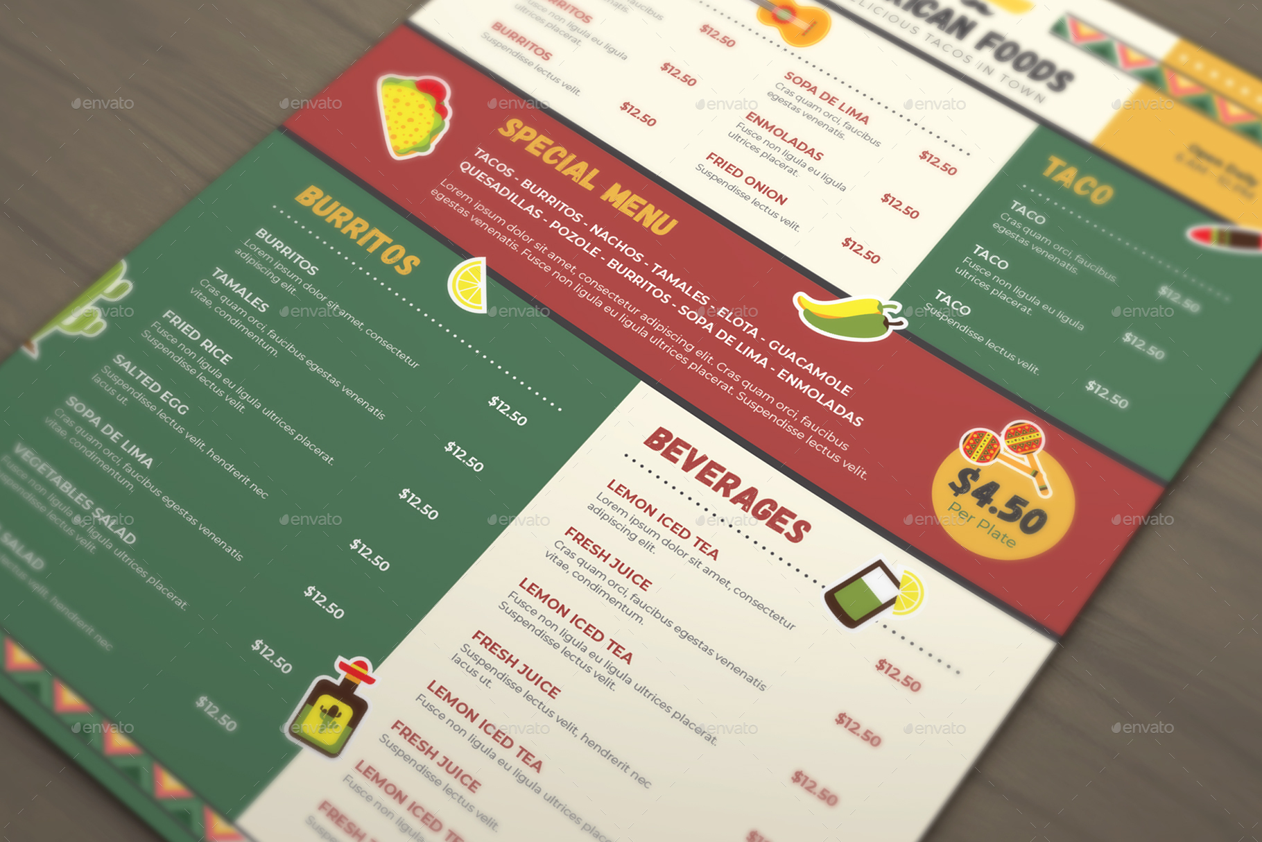 Mexican Food Menu Template, Print Templates | GraphicRiver