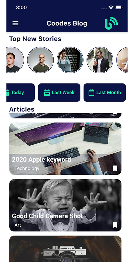 Flutter Modern Blog and Recipes - Ios and Android Theme by Coodes
