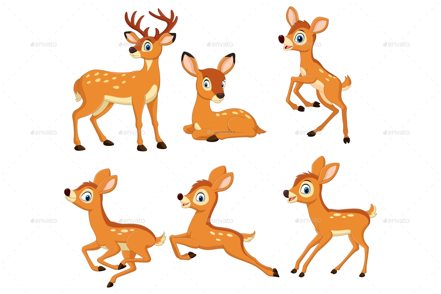 Cartoon Deers, Vectors | GraphicRiver