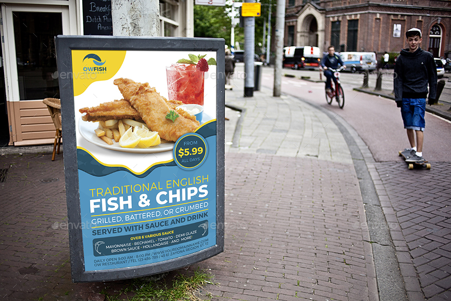 Fish and Chips Restaurant Poster Template, Print Templates | GraphicRiver