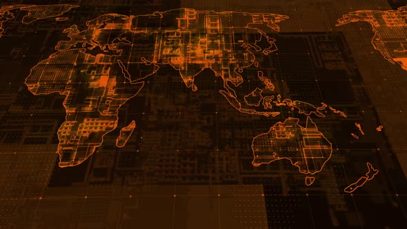 Technology Background World Map Animation, Motion Graphics | VideoHive