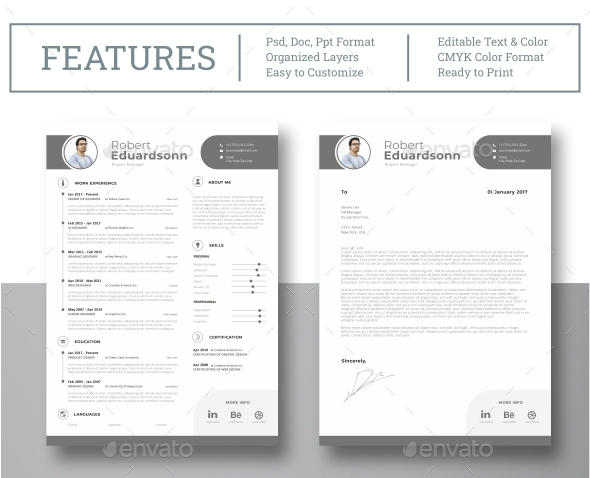 Clean Grey Resume / CV, Print Templates | GraphicRiver