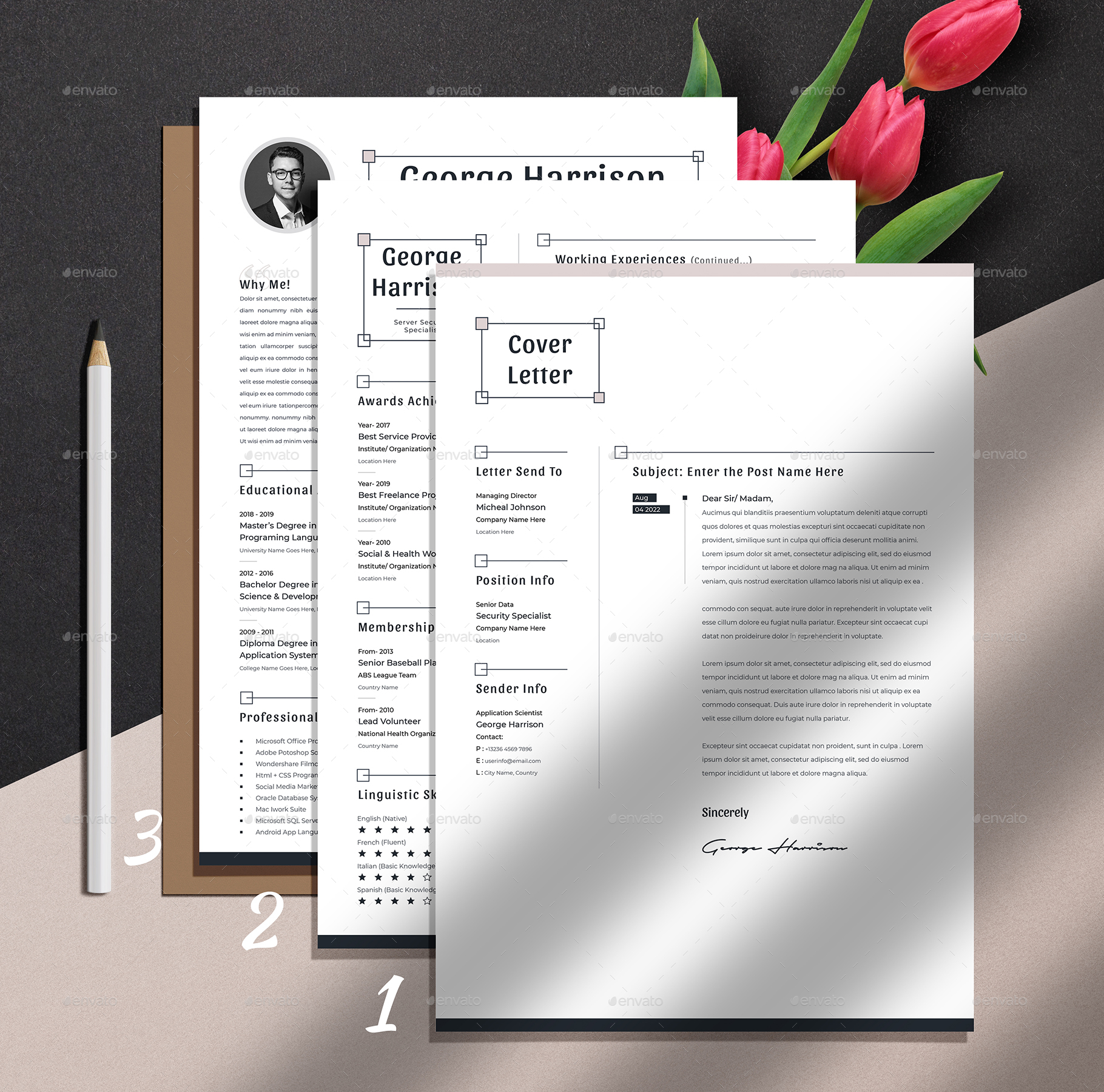 Professional Clean Resume Cv Template Word Apple Pages, Print Templates