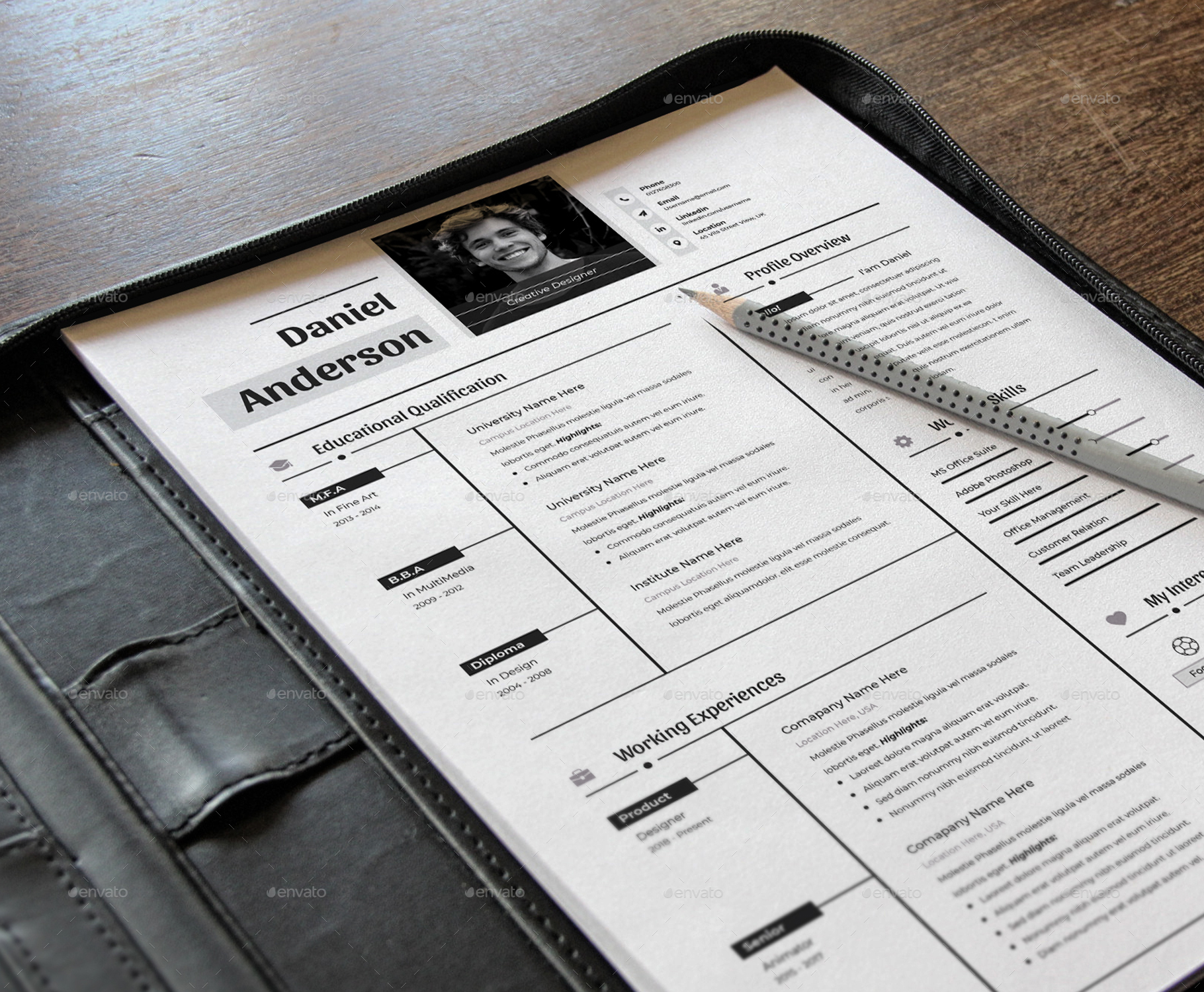 Professional Clean Resume Cv Template Word Apple Pages by 3bunny ...