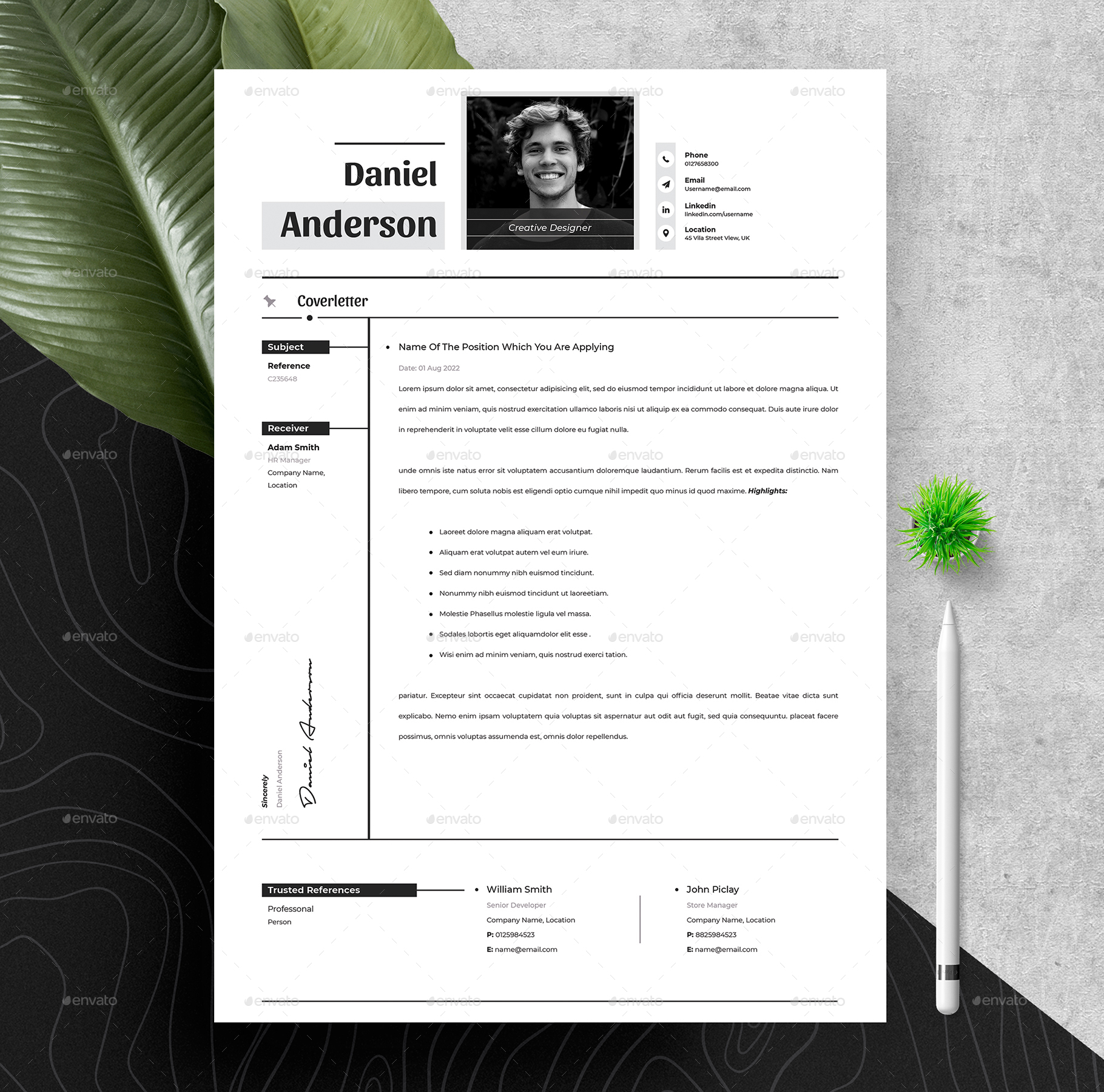 Professional Clean Resume Cv Template Word Apple Pages by 3bunny ...
