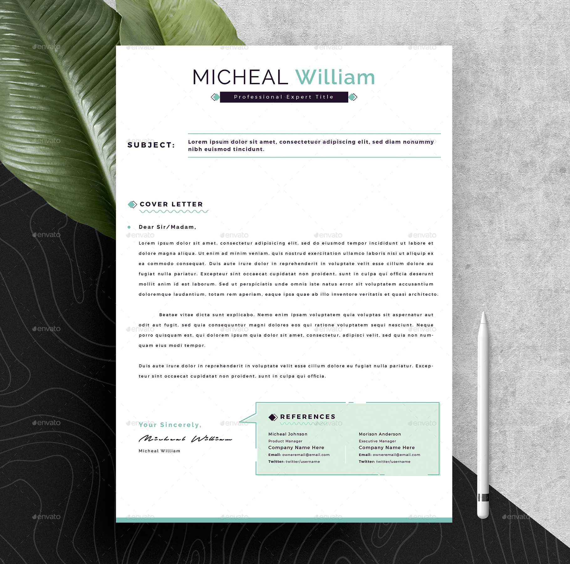 Clean Resume Cv Template Word Apple Pages, Print Templates | GraphicRiver