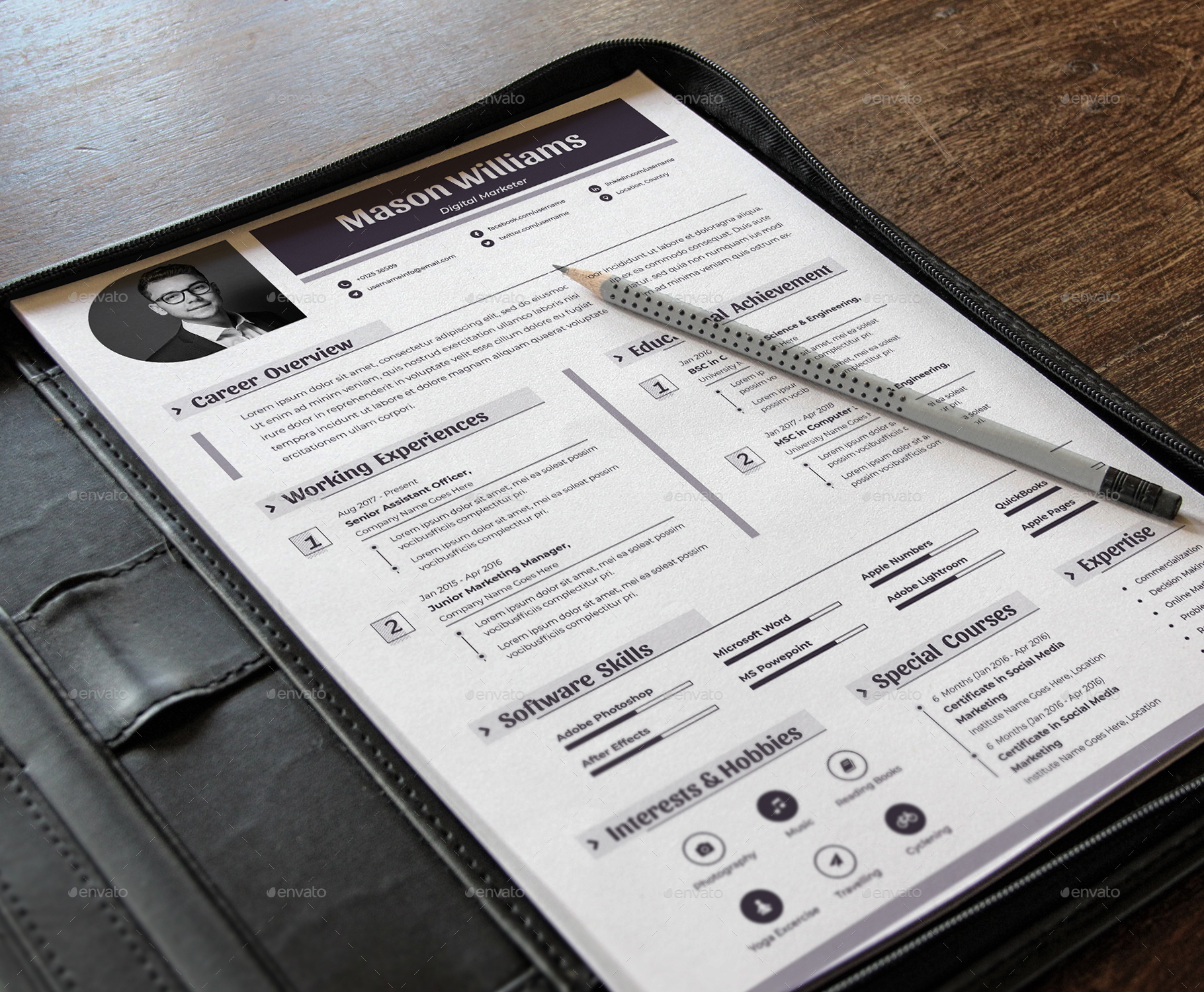 Professional Clean Resume Cv Template Word Apple Pages, Print Templates