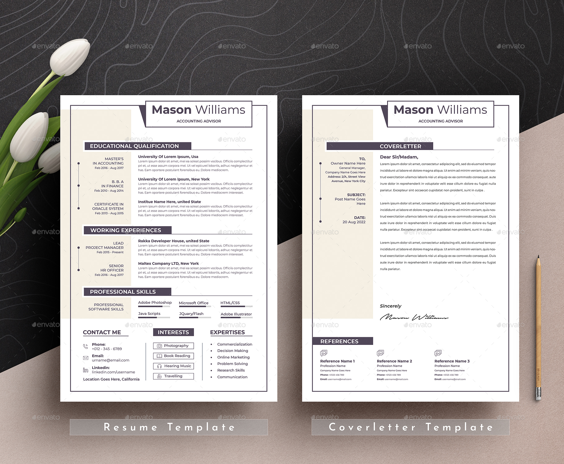 Professional Clean Resume Cv Template Word Apple Pages, Print Templates