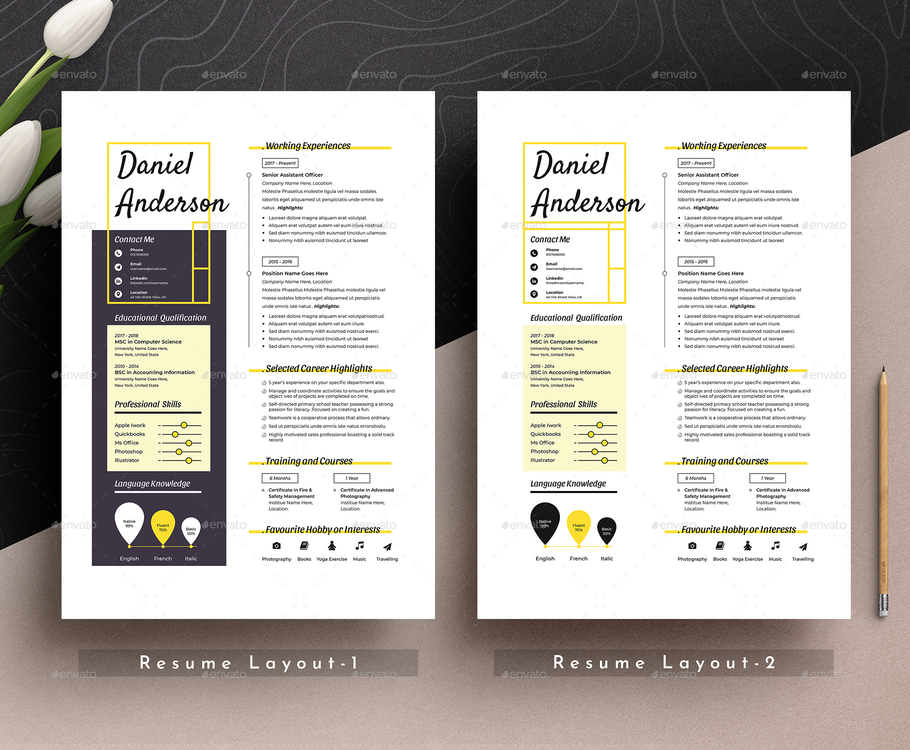 Clean Minimal Resume Cv Template Word Apple Pages, Print Templates